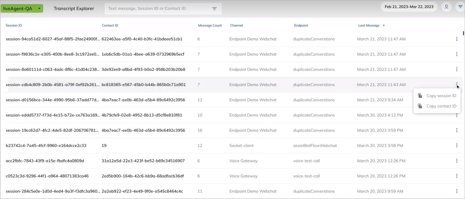 Transcript Explorer（トランスクリプトエクスプローラー） | Cognigy - 対話型AI（チャットボット開発プラットフォーム）